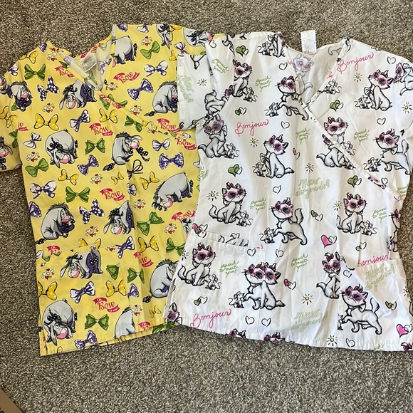 Disney | Tops | Disney Uniform Scrub Top Bundle Eeyore Marie | Poshmark